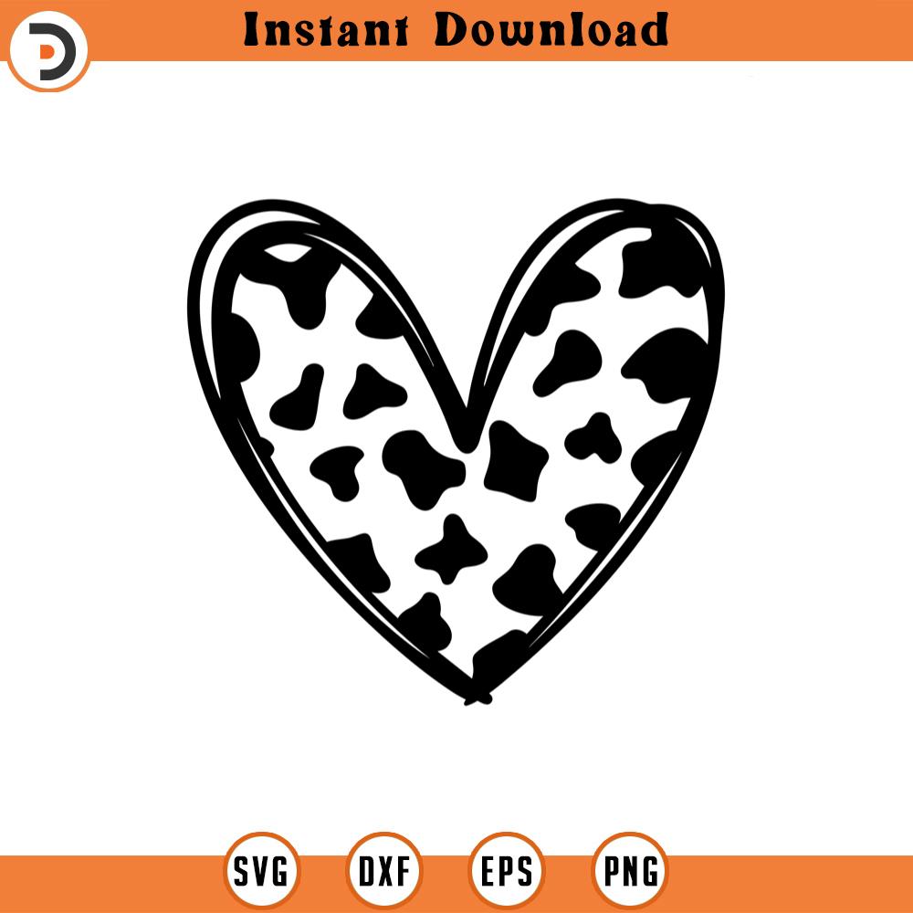 Cow Heart Svg, Cow Print Pattern Svg, Cow Spots Svg, Hand Dr - Inspire ...