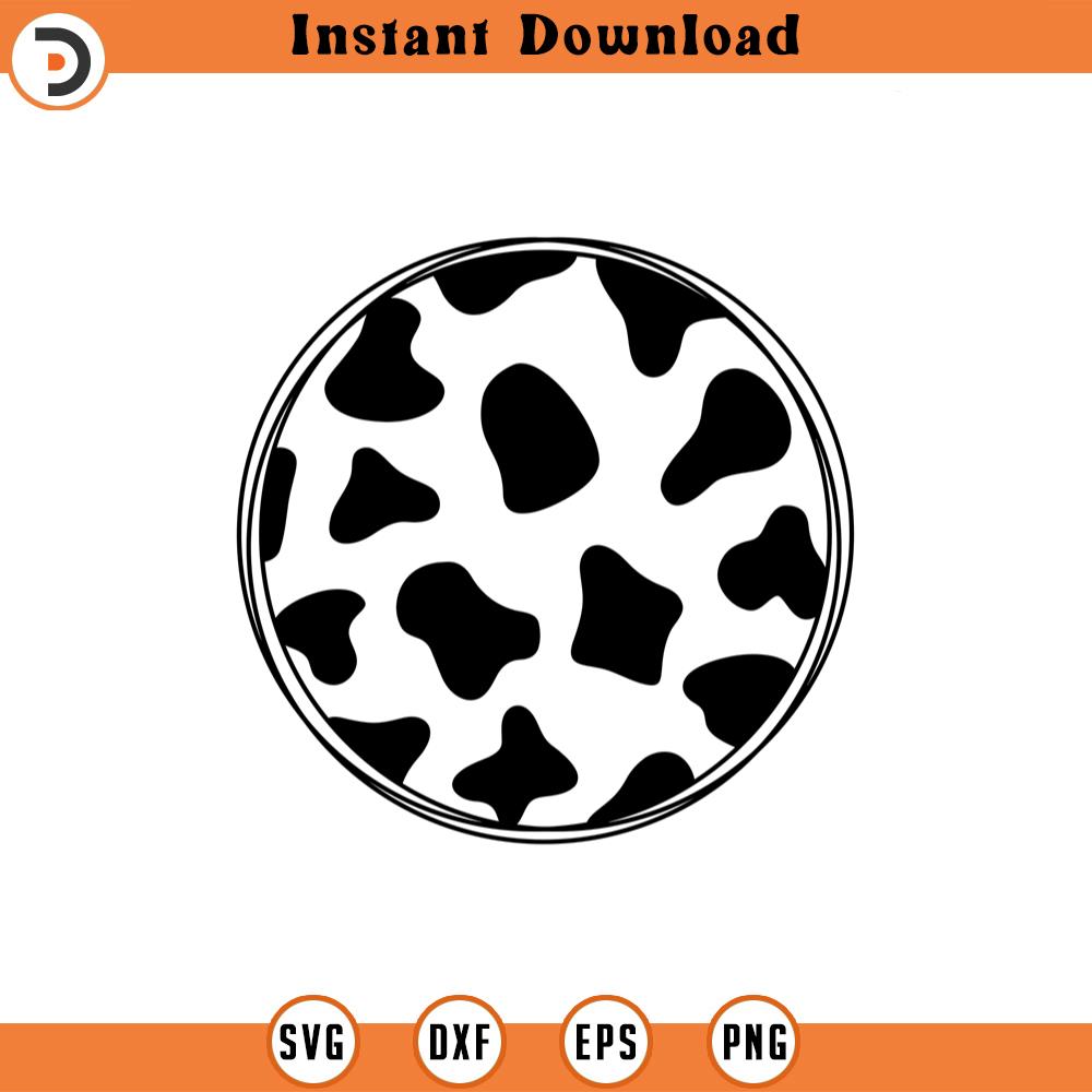 Cow Print Circle Monogram Svg, Cow Spots Svg, Scribble Circl | Inspire ...
