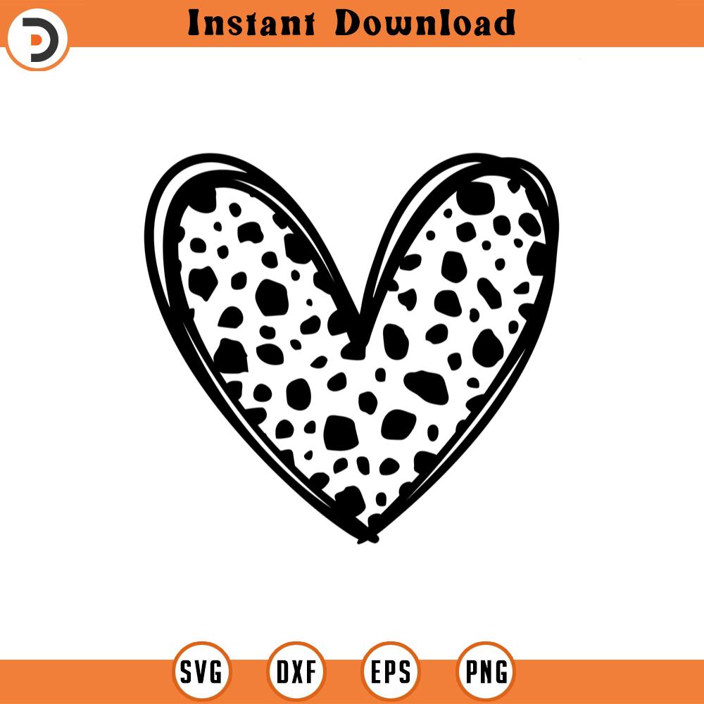 Dalmatian Heart Svg, Hand Drawn Heart Svg, Dalmatian Spots P | Inspire ...