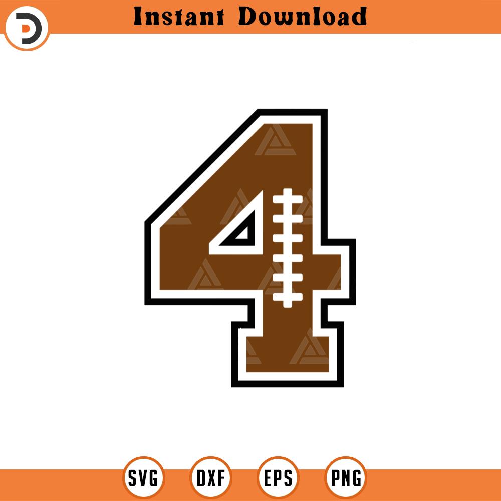 Football Number Four Svg, Fourth Birthday Svg, Football Four | Inspire ...