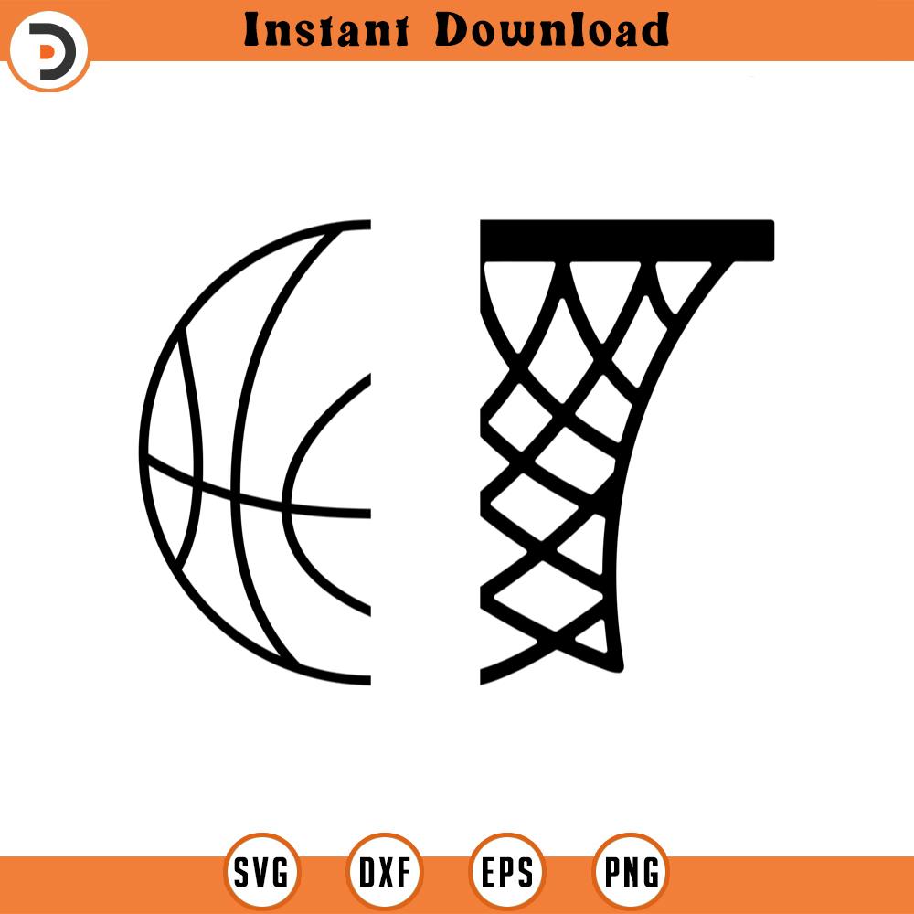 Half Basketball Hoop Svg, Basketball Monogram Svg, Basketbal | Inspire ...