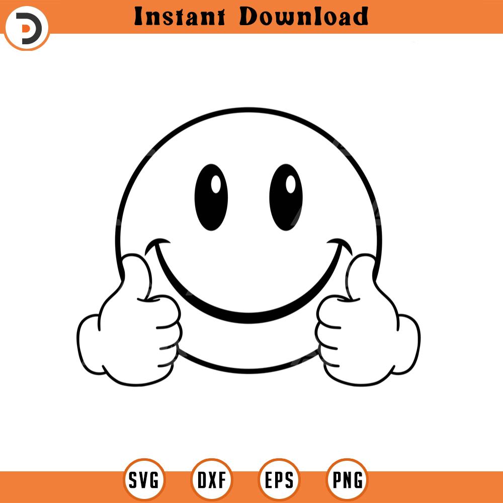Happy Face Svg, Thumbs Up Svg, Happy Face Clipart, Retro Hap | Inspire ...