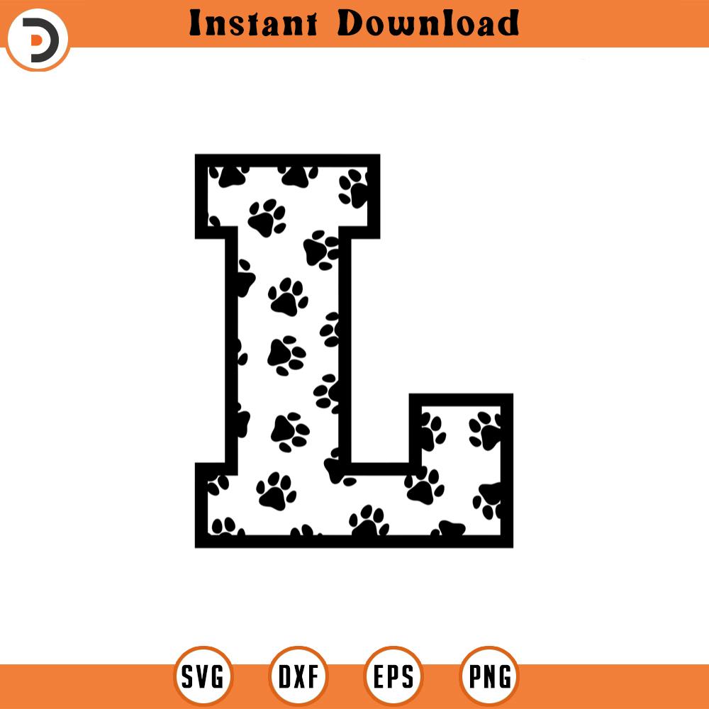 L Letter Monogram Svg, Paw Print Svg, Paw Alphabet Svg, Anim | Inspire ...