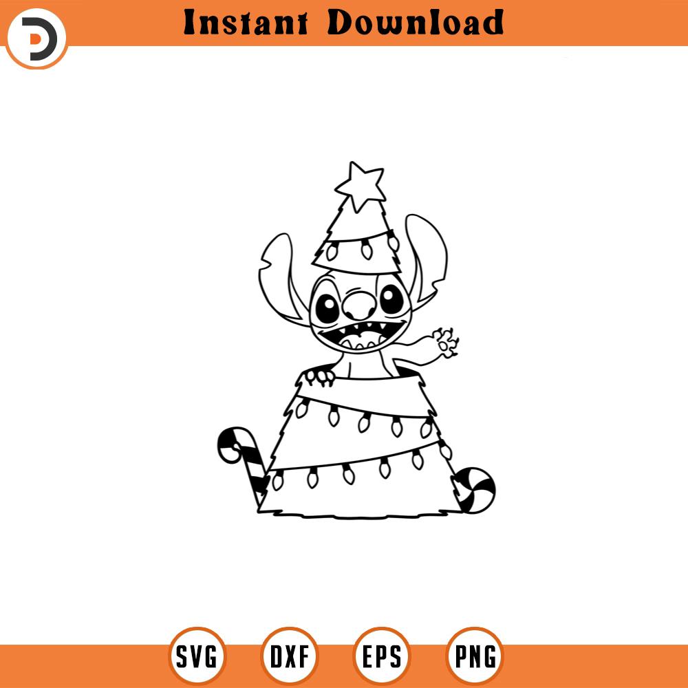 Stitch Christmas tree SVG png dxf clipart , cut file outline | Inspire ...