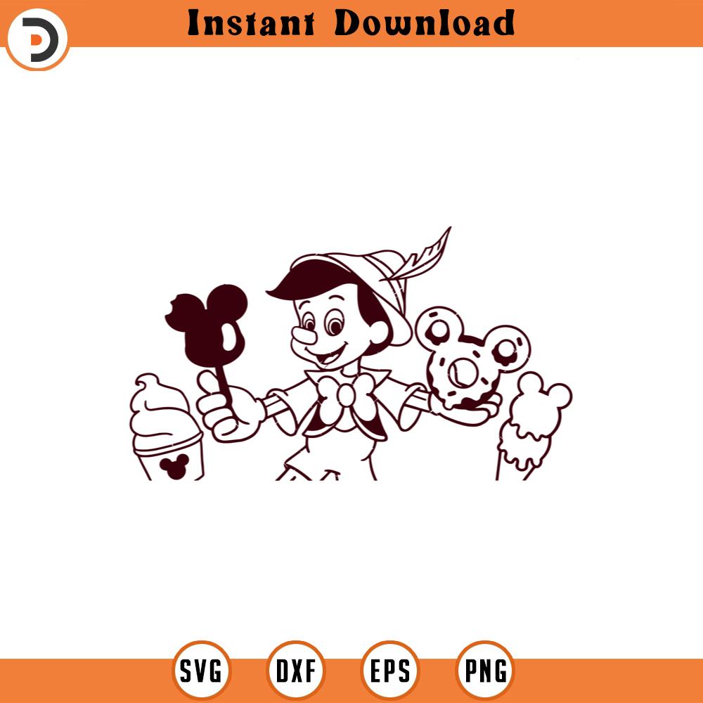 Pinocchio SVG dxf png clipart , disneyland snacks , cut file | Inspire ...