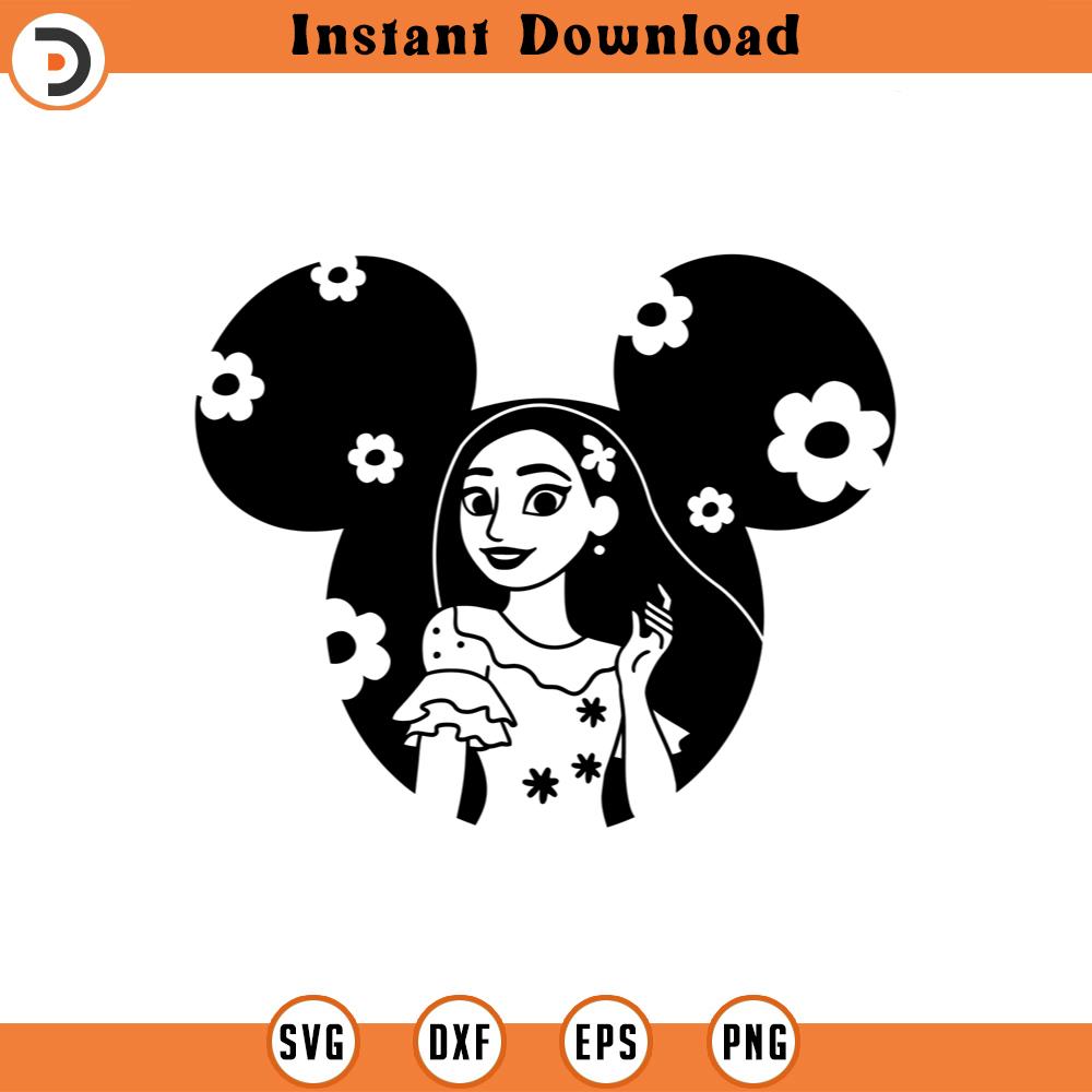 Encanto Isabela SVG Disneyland ears , flowers cut file silho | Inspire ...