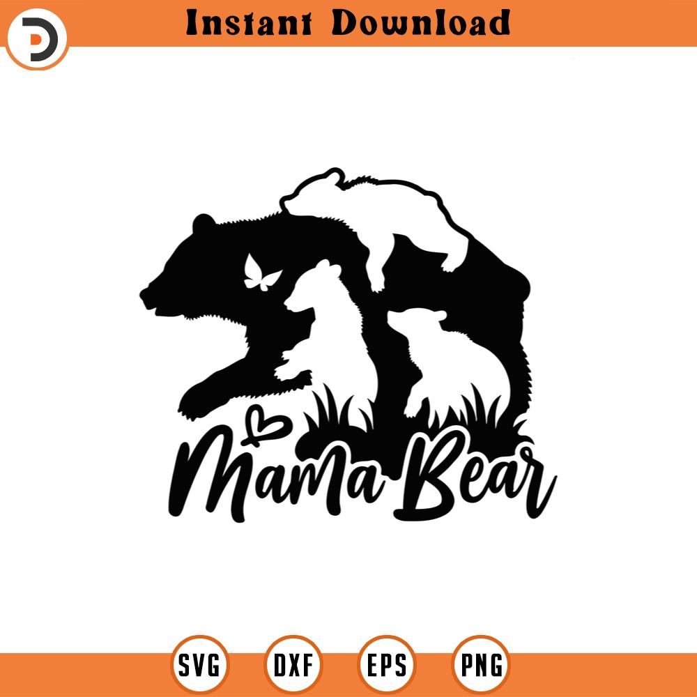 Mama Bear Svg Png Eps Pdf Files, Three Cubs Svg, Bear Mama S | Inspire ...