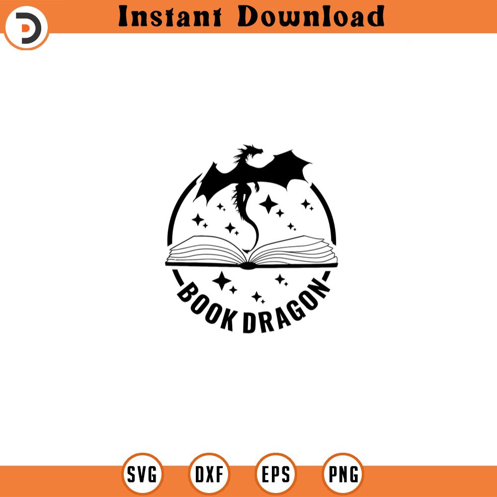 Book Dragon SVG Bookworm svg Dragon Book Lover, Silhouette S | Inspire ...