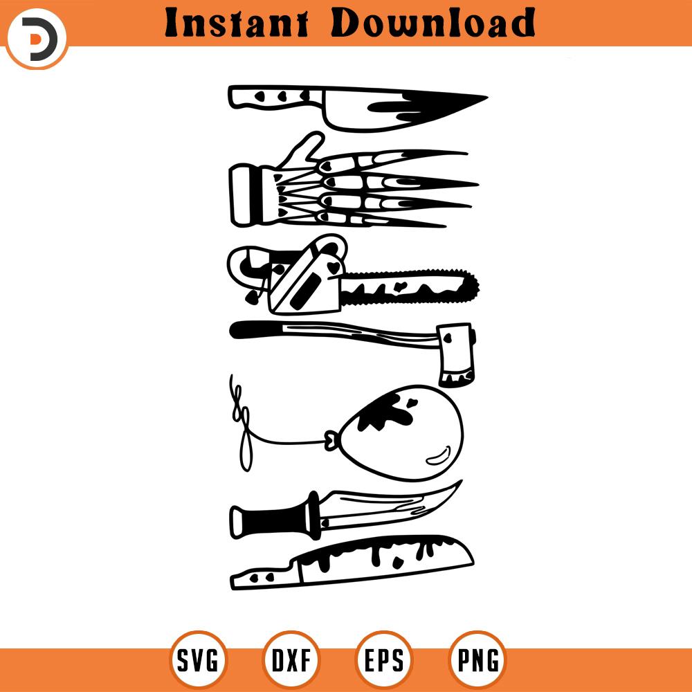 Weapons Horror Movie Characters SVG Silhouette, Cricut File | Inspire ...