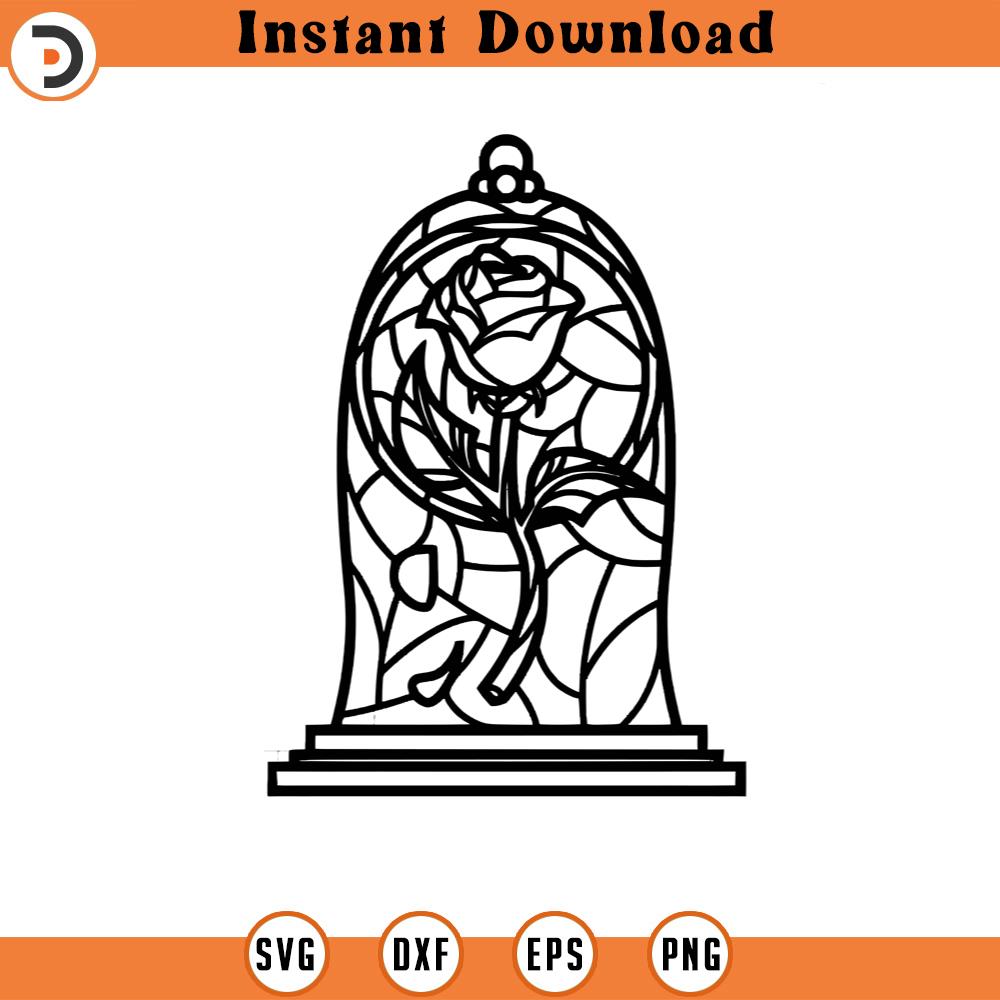 Beauty And The Beast Stained Glass Rose SVG Silhouette, Cric | Inspire ...