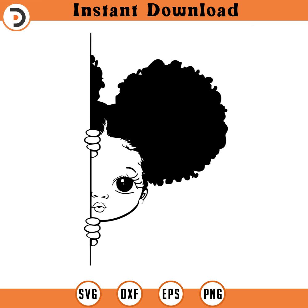 Afro Girl SVG Bundle, Peekaboo Girl SVG, Black Girl Messy Bu | Inspire ...