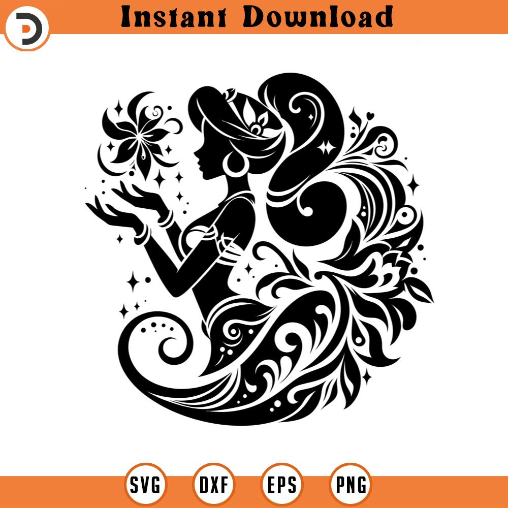 Disney Jasmine Princess Mandala SVG Silhouette, Cricut File - Inspire Uplift