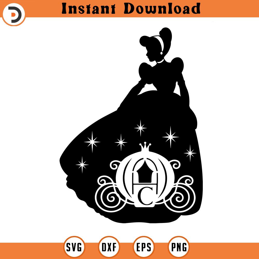 Cinderella Princess SVG Silhouette, Cricut File 1 | Inspire Uplift