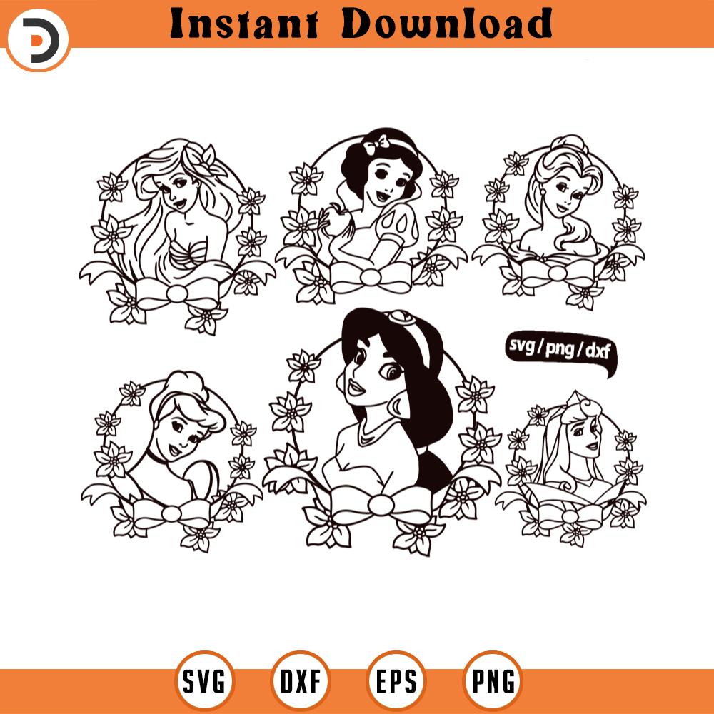 Disney Princess, SVG Silhouette, Cricut File | Inspire Uplift