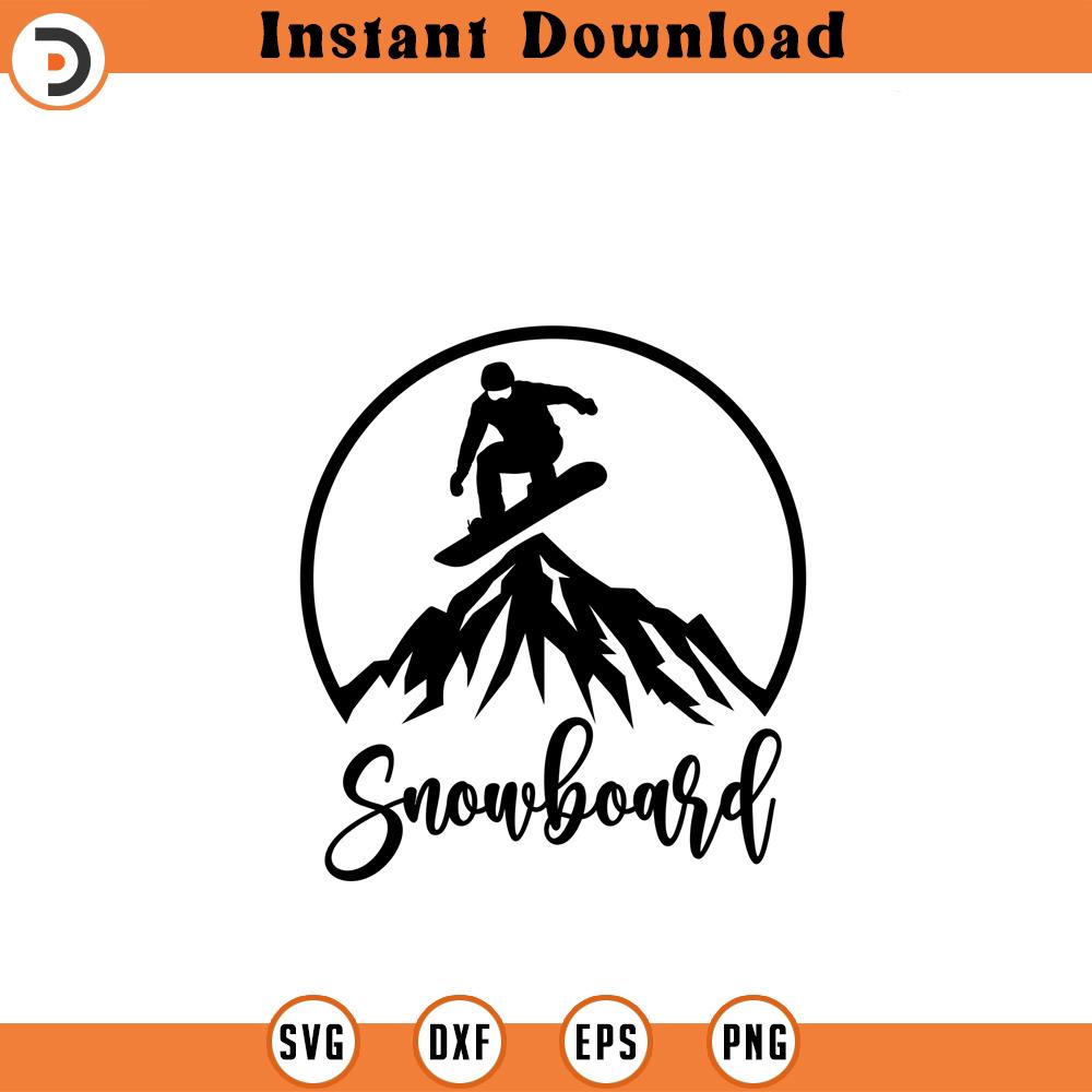 Snowboard SVG file Mountain snowboarding SVG sno | Inspire Uplift