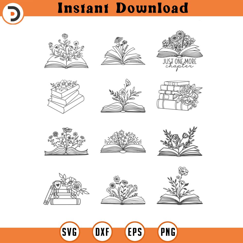 Floral Book SVG Book SVG Book with Flowers | Inspire Uplift