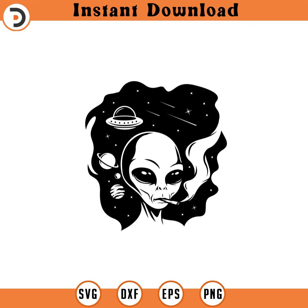 Alien Smoking Joint Svg Alien Outer Space | Inspire Uplift