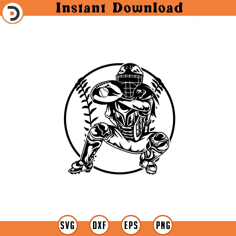 Ball Catcher Svg Softball Player Svg | Inspire Uplift