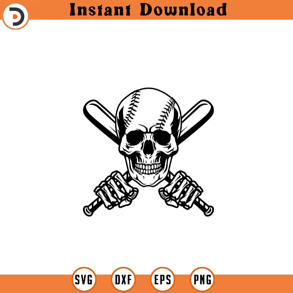 Baseball Skull Svg - Inspire Uplift