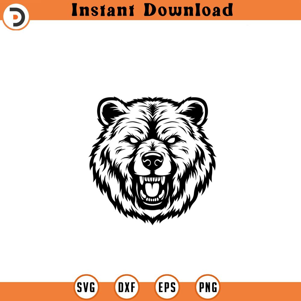 Bear Head Svg Grizzly Bear Svg Bear - Inspire Uplift