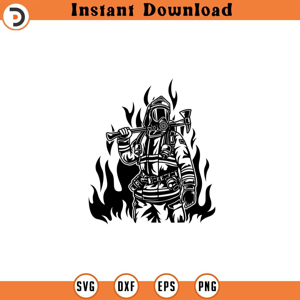 Flaming Fireman Svg Fire Fighter Svg | Inspire Uplift
