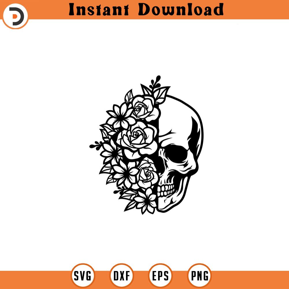 Half Skull Svg | Inspire Uplift