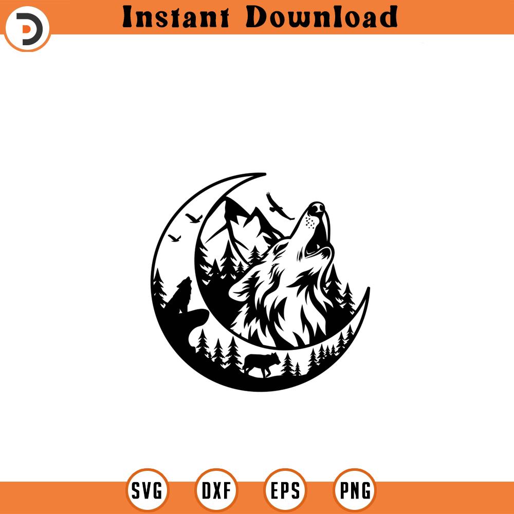 Howling Wolf Scene Svg Png Wolf Svg - Inspire Uplift