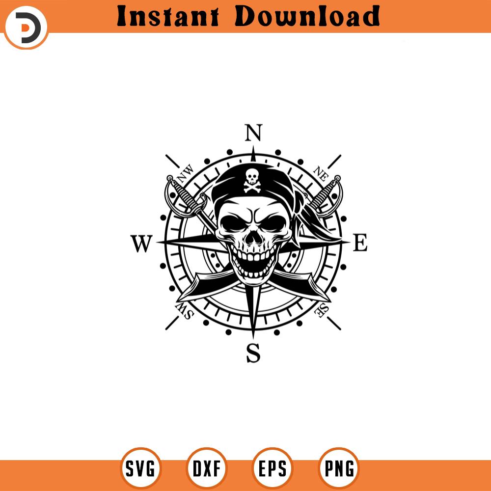 Pirate Skull Compass Compass Svg Skull C | Inspire Uplift