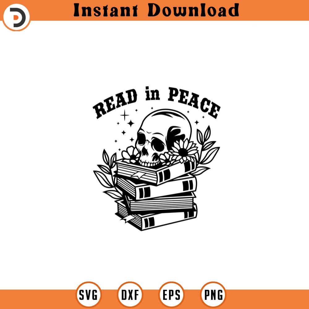 Read in Peace Svg Png Book Pile With | Inspire Uplift