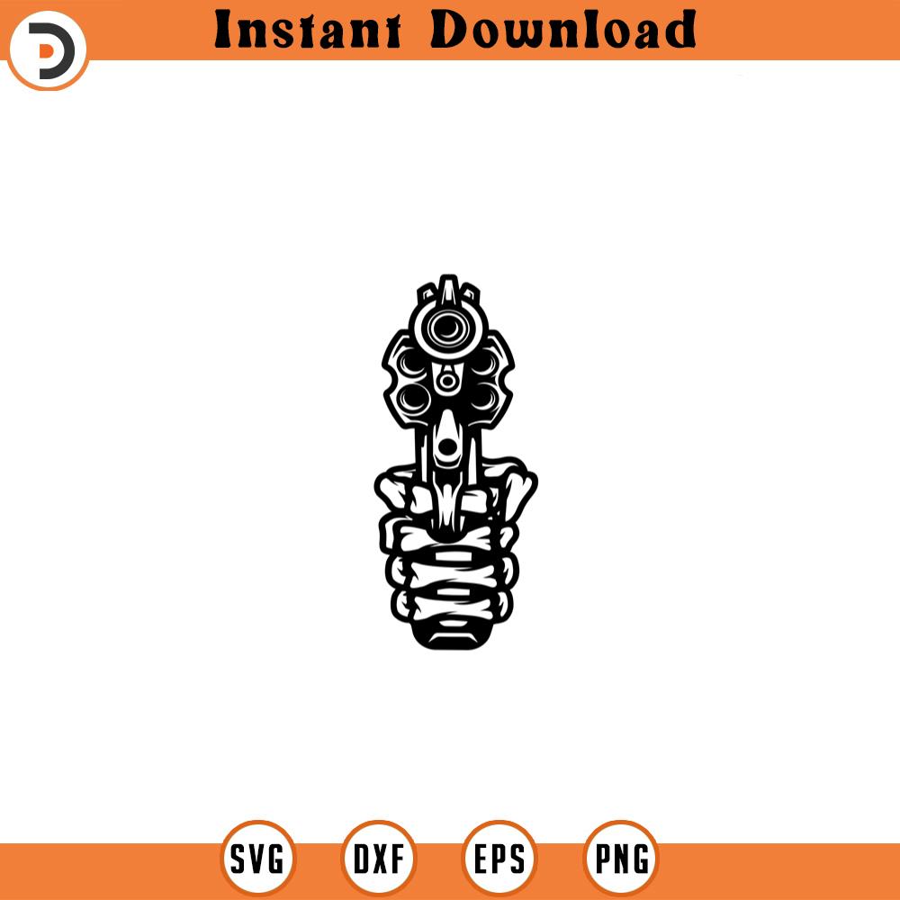 Skeleton Holding Gun Svg Pistol Svg Gang | Inspire Uplift
