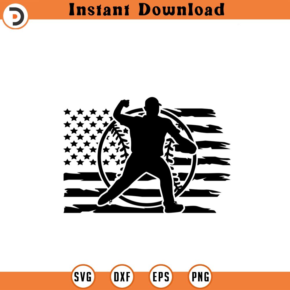 US Baseball Player Svg Baseball Thrower Svg | Inspire Uplift