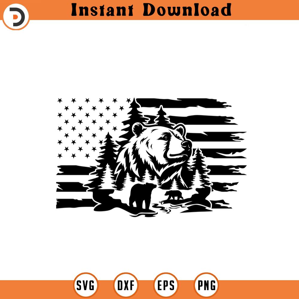 US Bear Scene Svg Bear Svg Grizzly | Inspire Uplift