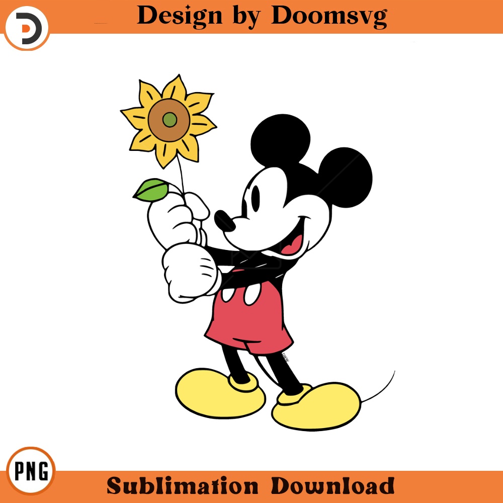 Classic Mickey Sunflower Cartoon Clipart Download, PNG Downl - Inspire ...