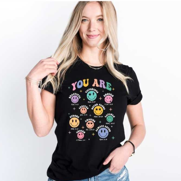 Retro Smiley Face Shirt, You Are Bible Verse Tee, Religious | Inspire ...