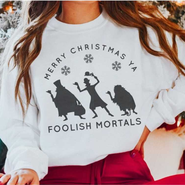 Merry Christmas Ya Foolish Mortals Disney Christmas Pullover | Inspire ...