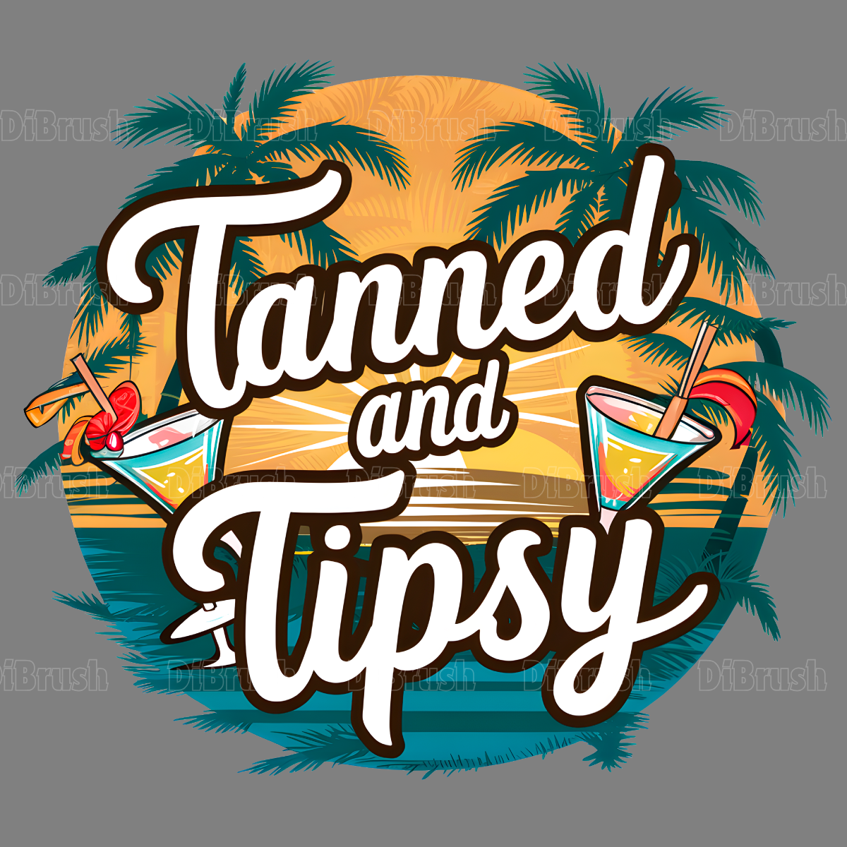 Beach Vibes Tanned And Tipsy PNG Digital Download Files - Inspire Uplift