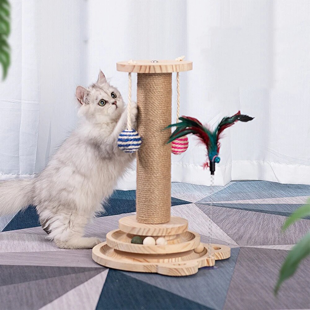 Solid Wood Cat Turntable Toy - Durable Sisal Scratching Boar | Inspire ...
