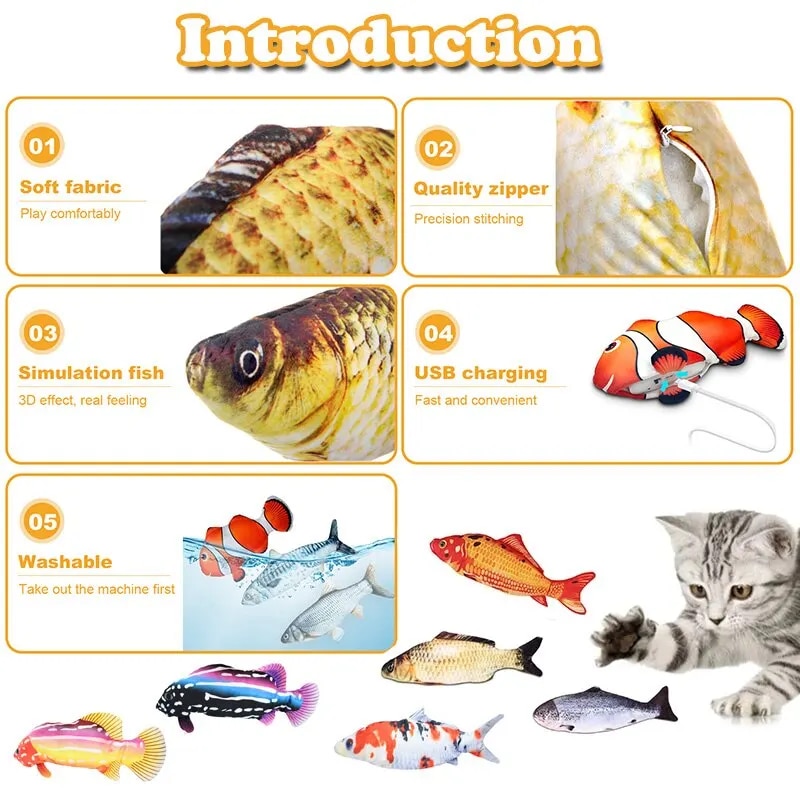Soft Plush USB Fish Toy: Interactive 3D Simulation for Cats | Inspire ...