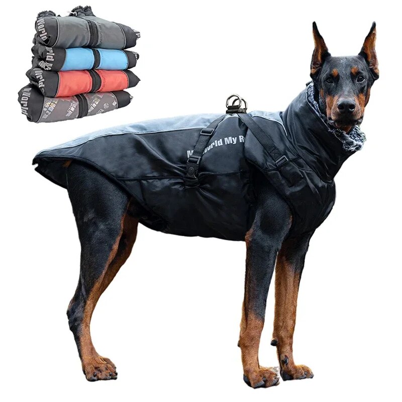 Large Dog Winter Coat: Waterproof Jacket with Harness & Furr | Inspire ...