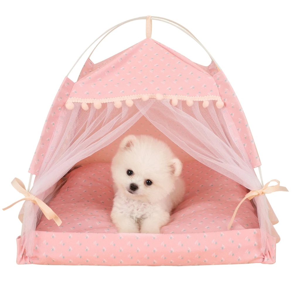 Floral Print Pet Tent House: Portable Indoor Enclosed Bed fo | Inspire ...