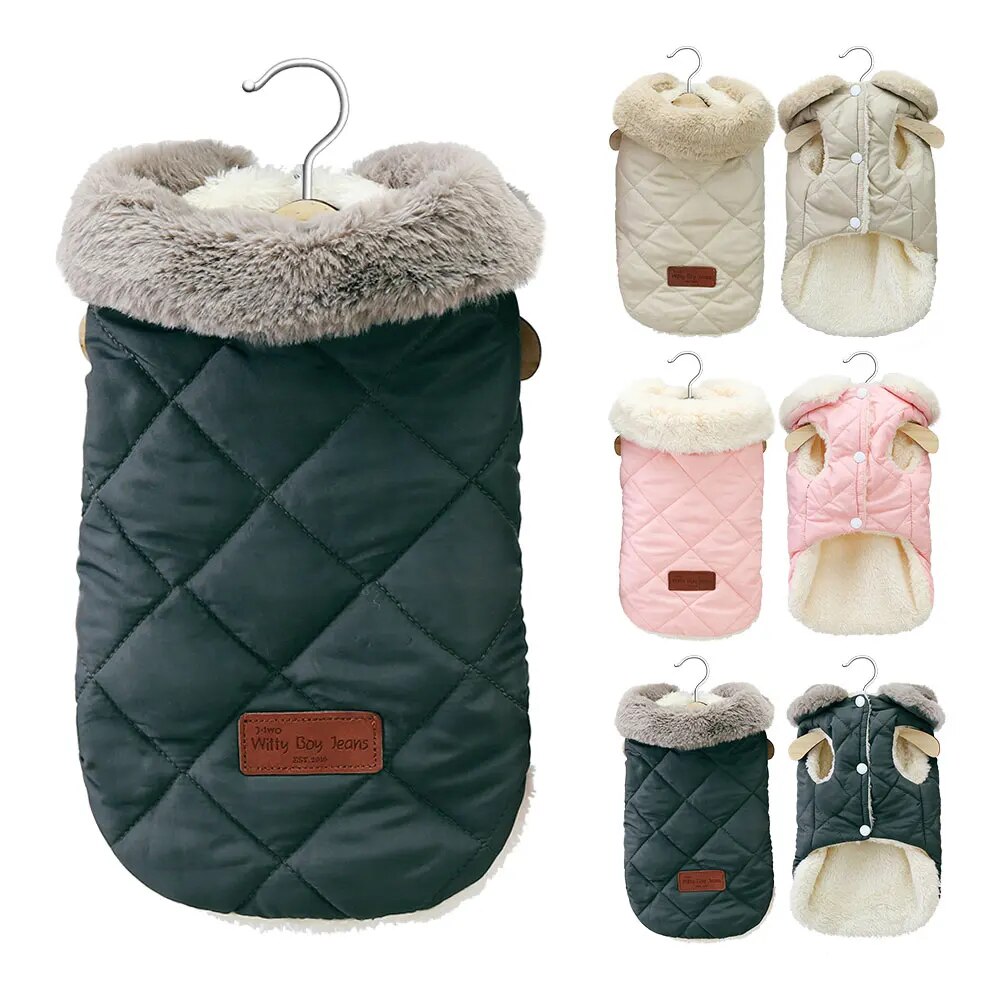 Winter Pet Jacket: Super Warm Clothes with Fur Collar for Sm | Inspire ...