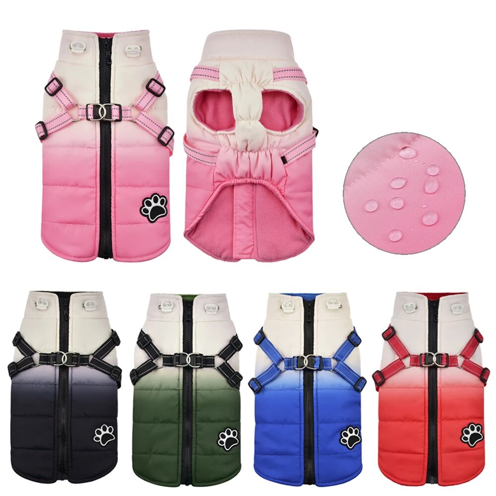 Winter Warm Waterproof Dog Jacket with Harness for Small & B | Inspire ...