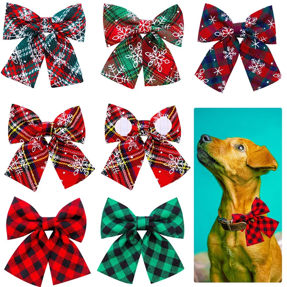 Christmas Dog Bowtie Set: Large Bows, Removable Collar Accen | Inspire ...