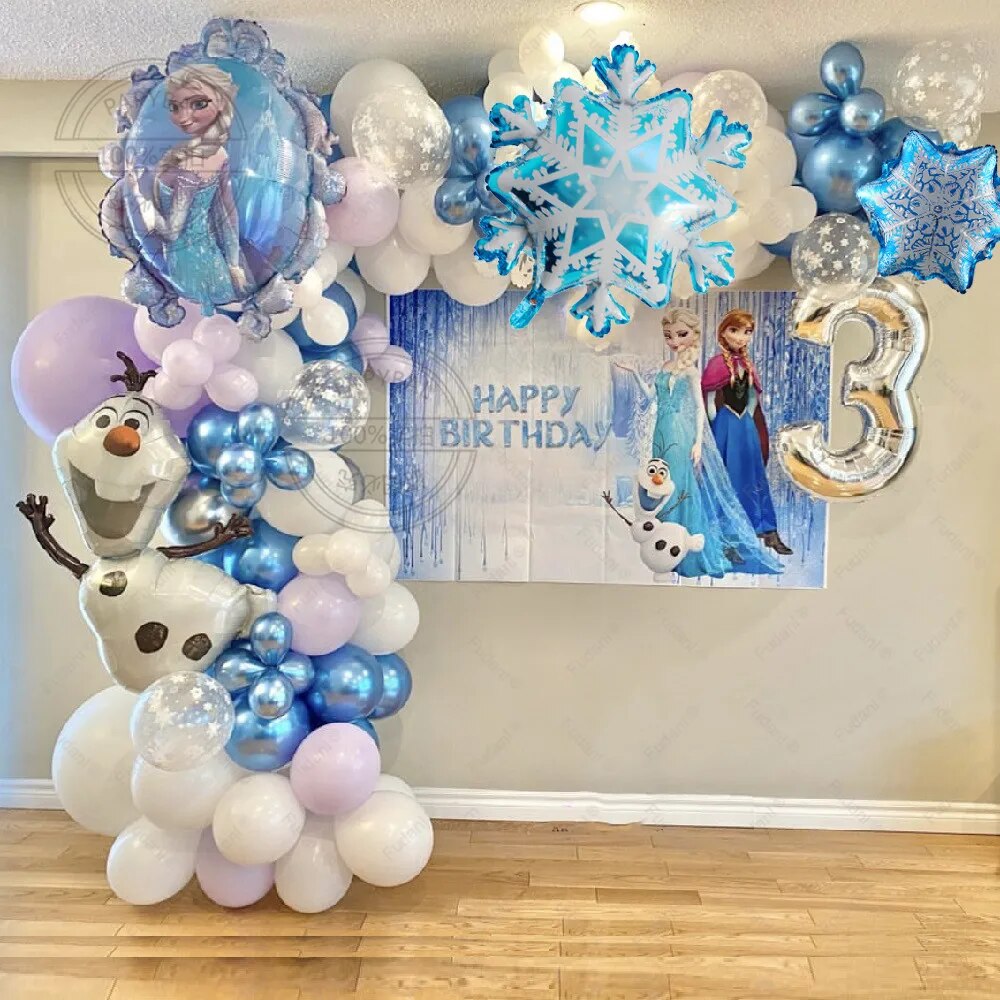 Frozen Theme Balloons Garland Arch Kit - 124pcs Snowflake El | Inspire ...
