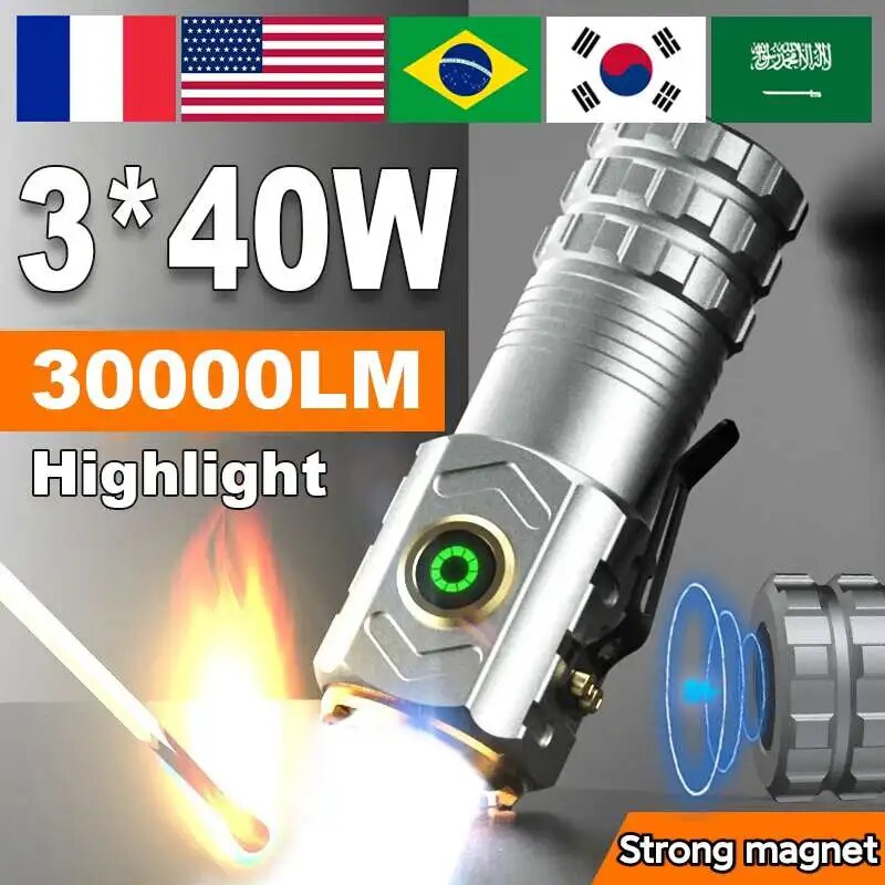 Mini Flashlight 18650 Ultra Powerful LED Torch: 30000LM Supe | Inspire ...