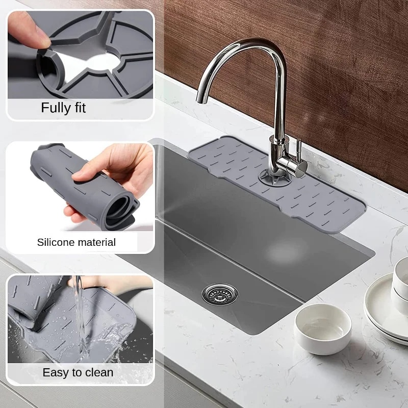 Silicone Splash Pad for Kitchen Sink: Quick Dry Tray & Drain | Inspire ...