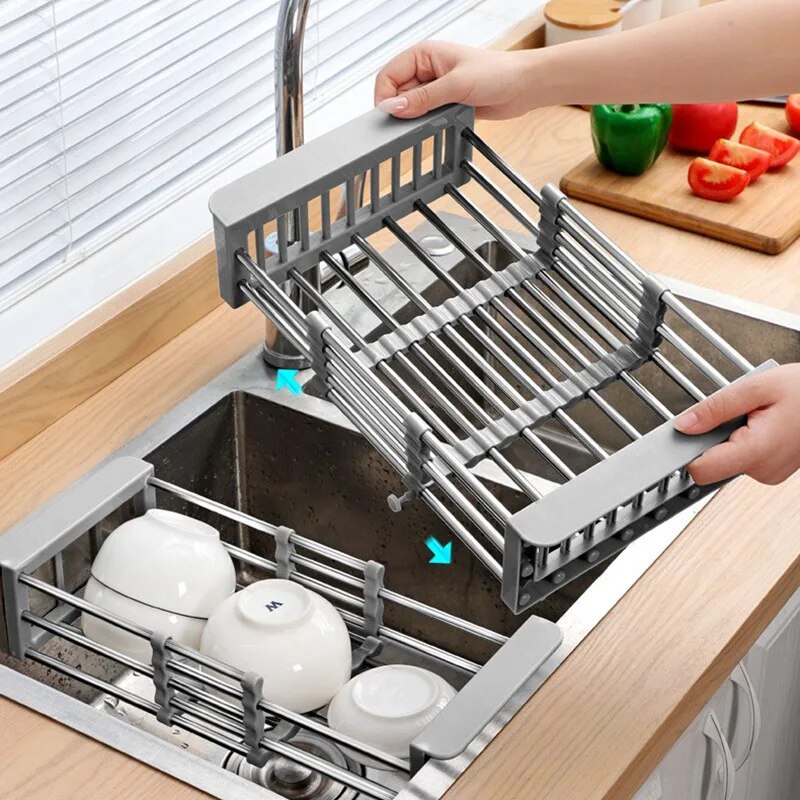 Telescopic Stainless Steel Sink Rack: Adjustable Organizer f | Inspire ...