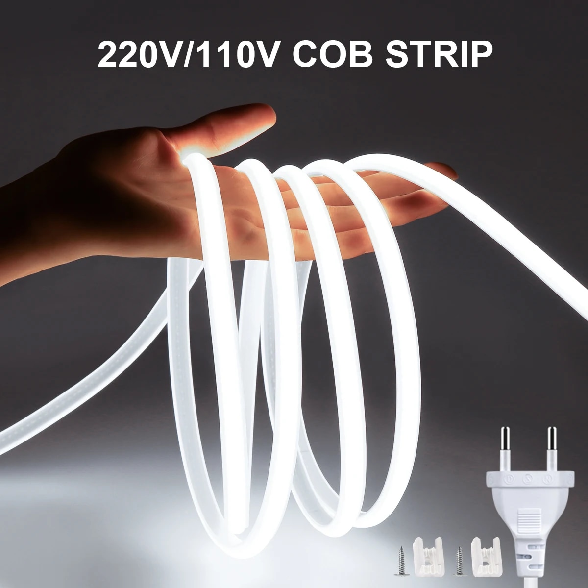 Super Bright 220V 110V COB LED Strip Light 1M-35M - Flexible | Inspire ...