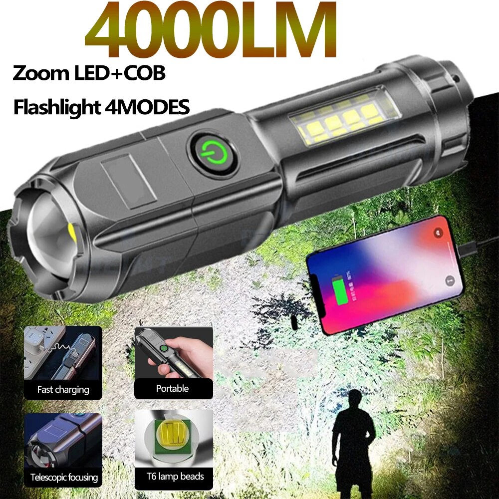 High Power Telescopic Focusing Flashlight: Portable COB with - Inspire ...