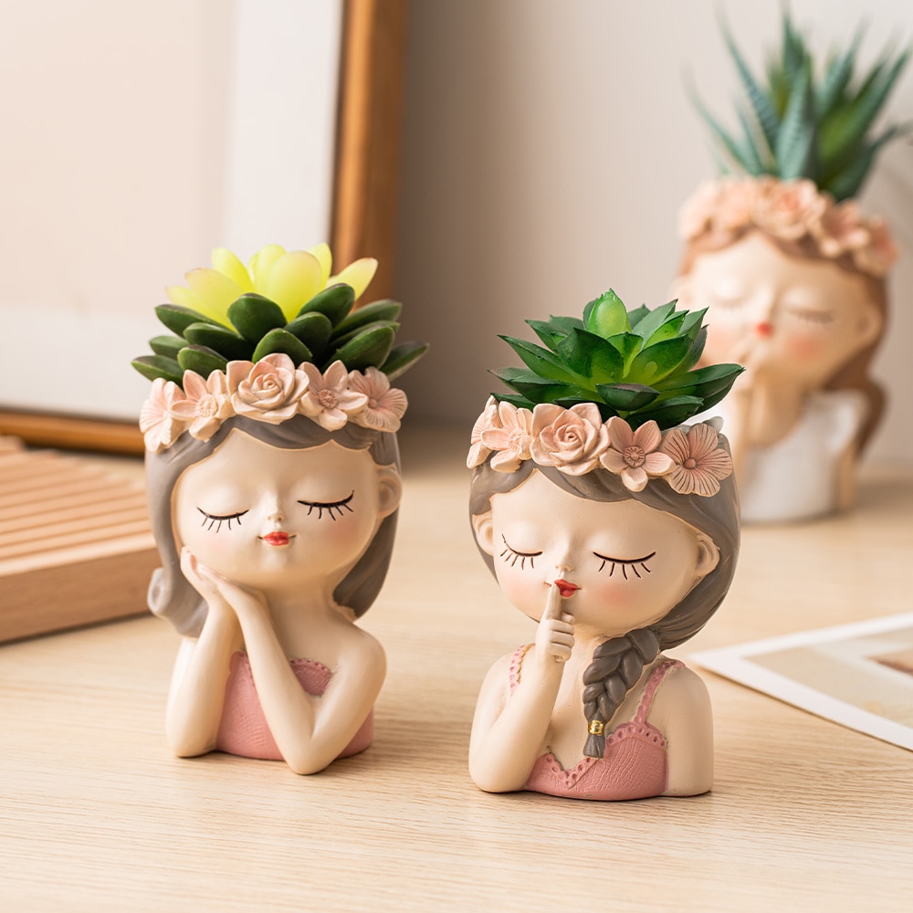 Nordic Flower Pots: Cute Girl Decorative Planters for Succul | Inspire ...